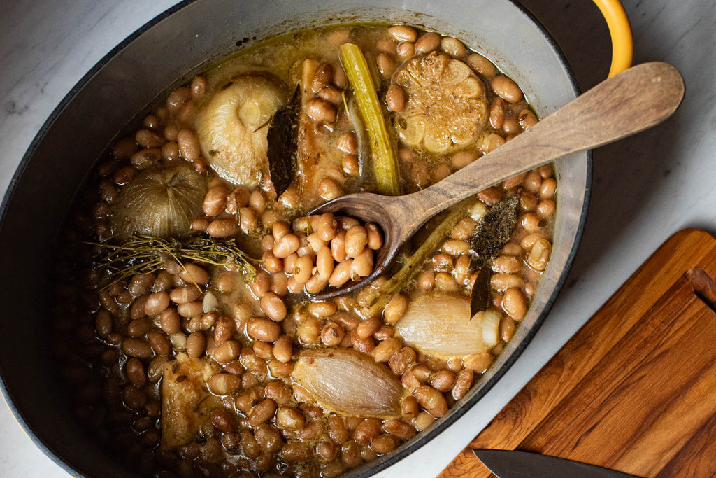 Garlicky Yellow Beans with Greens | Great Jones